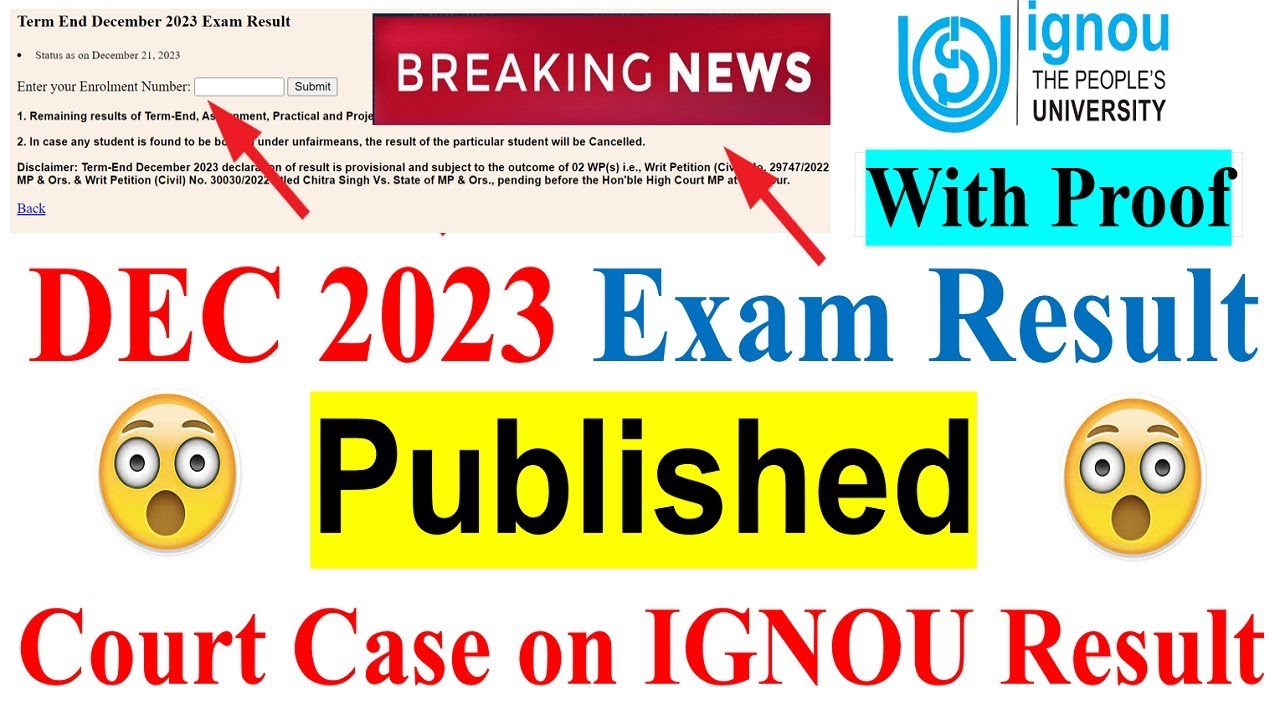 😮{ Breaking News } Dec 2023 Exam Result Published | Court Case on IGNOU ...