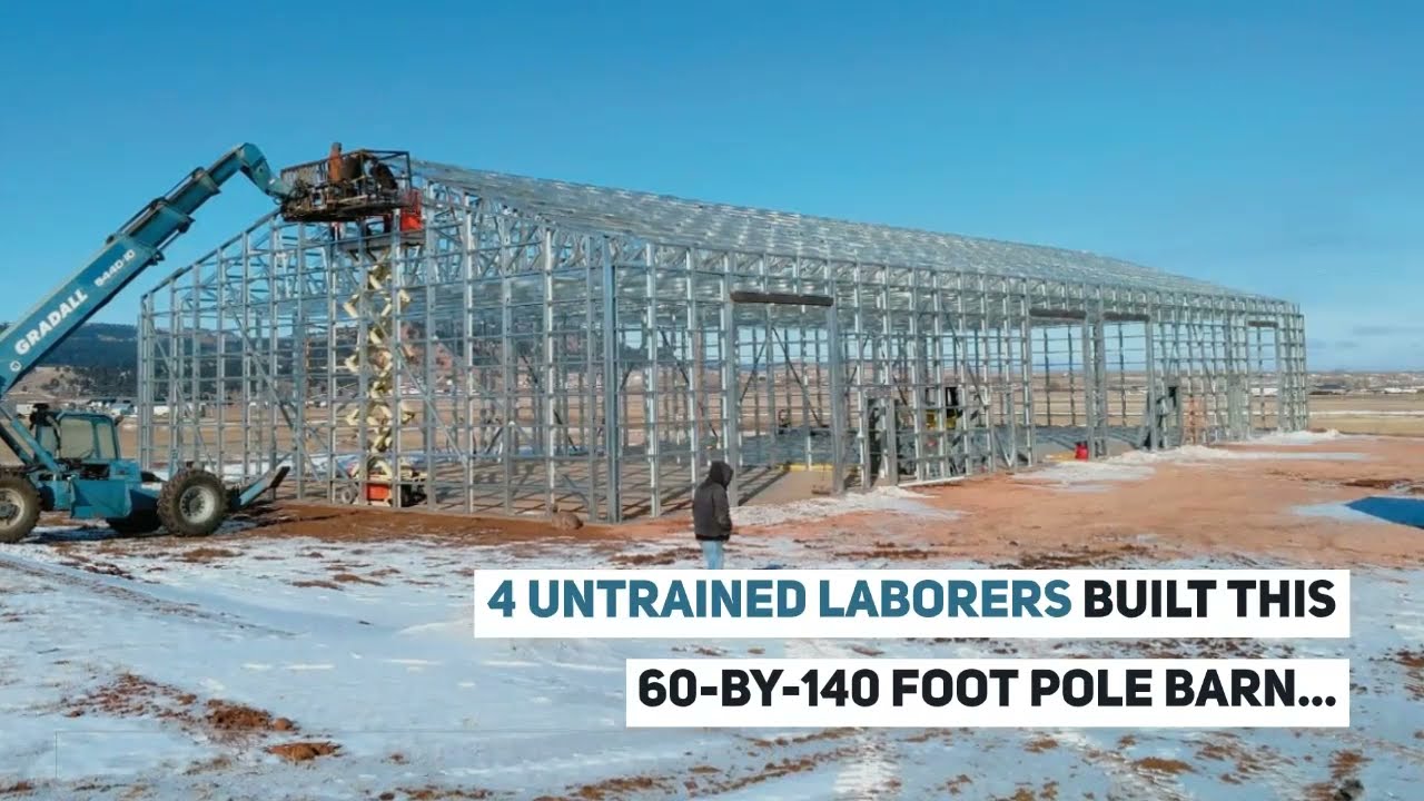 New Technology Simplifies Assembly of Steel Framed Pole Barn - YouTube