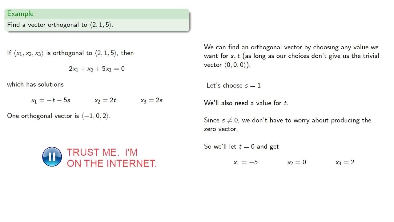 Finding Orthogonal Vectors - YouTube