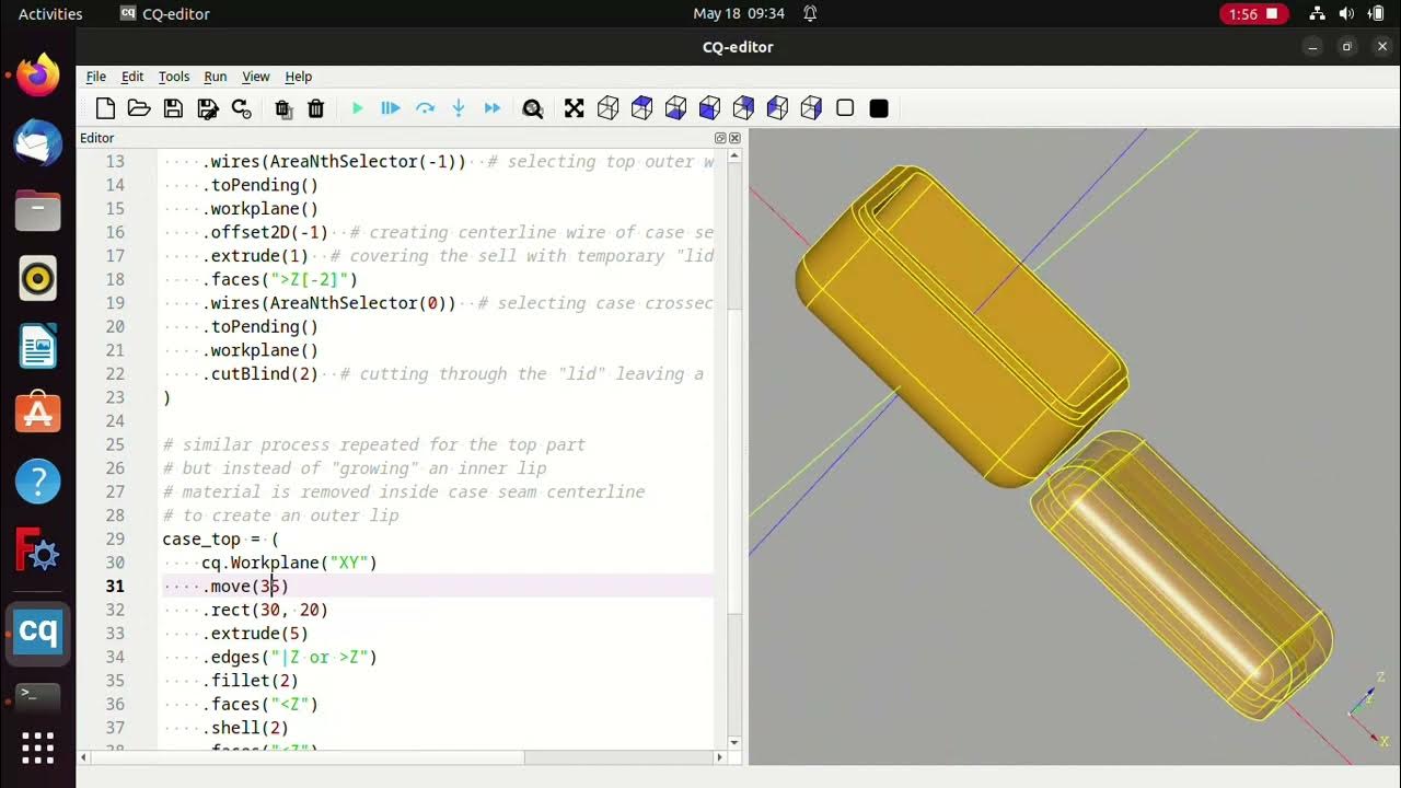 trying out cq-editor #cad #cadquery - YouTube