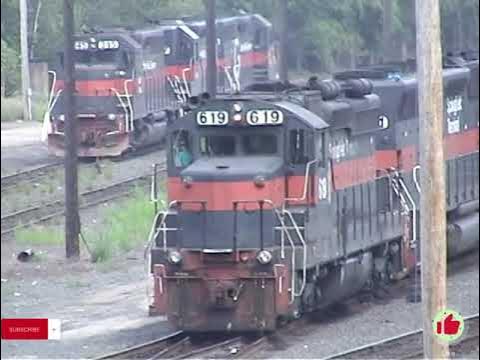 Guilford Rail Systems EDMO with a SD26 and SD45 working East Deerfield Yard 08-09-2003 - YouTube