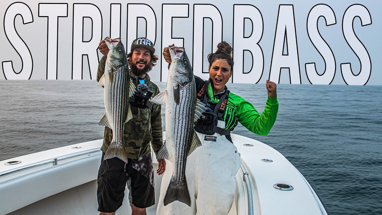 Quick Trip Fishing For Striped Bass with Woozy and Becca - YouTube