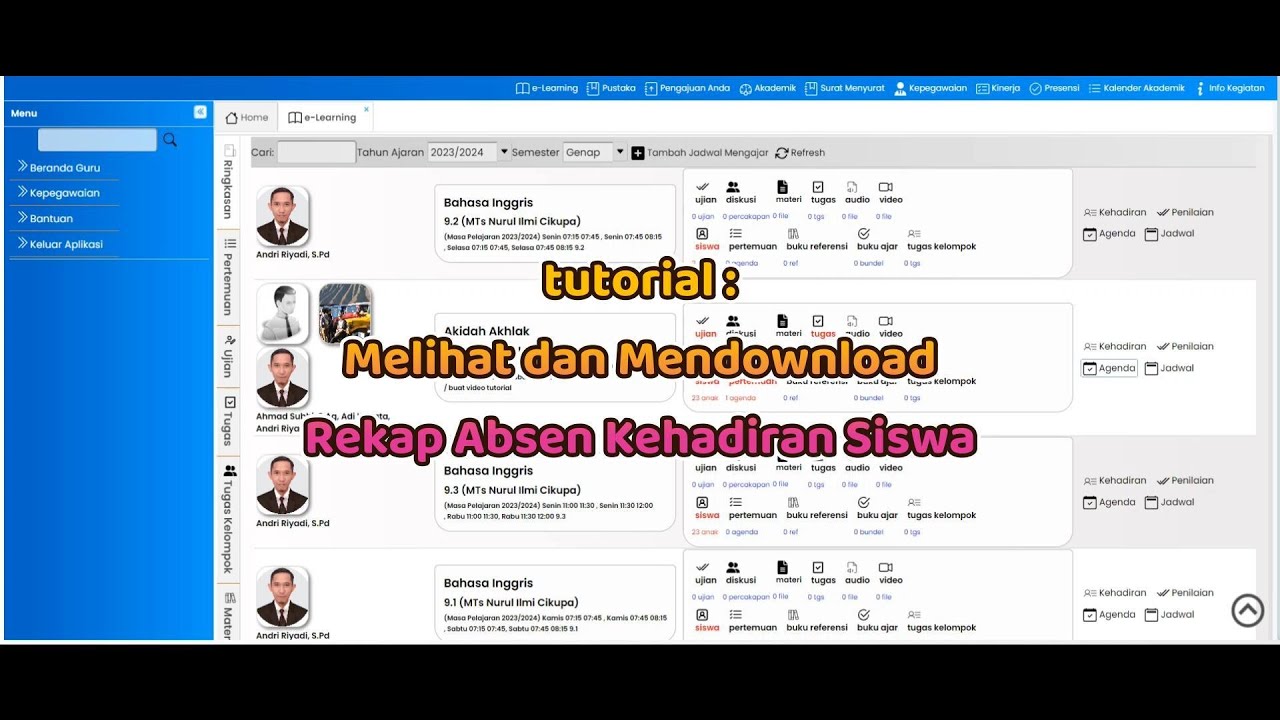 Tutorial melihat dan mengabsen laporan kehadiran siswa di aplikasi eSchool - YouTube