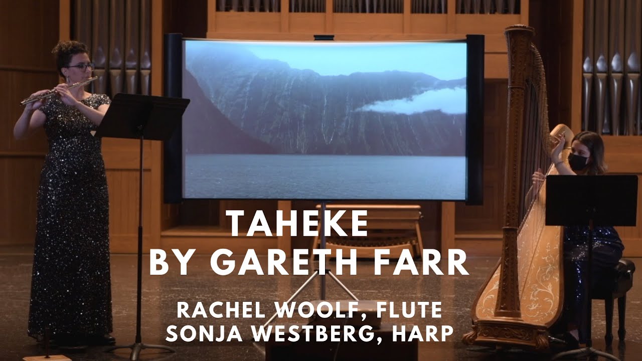 Taheke by Gareth Farr // Rachel Woolf-flute, Sonja Westberg-harp - YouTube