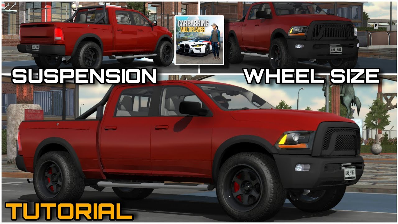 Dodge RAM Smooth Suspension & Wheel Size Tutorial in Car Parking ...