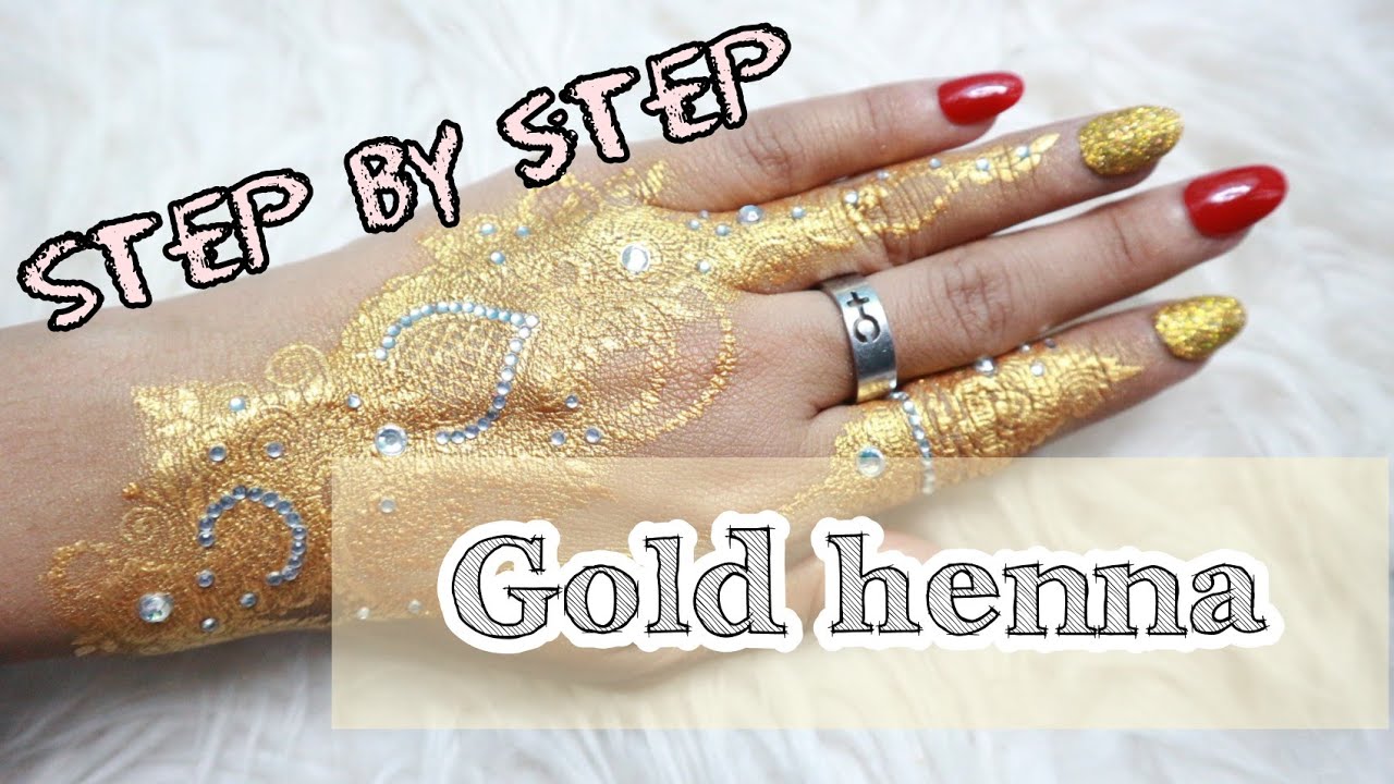 Step by step GOLD HENNA ala @hikmahapril_ - YouTube