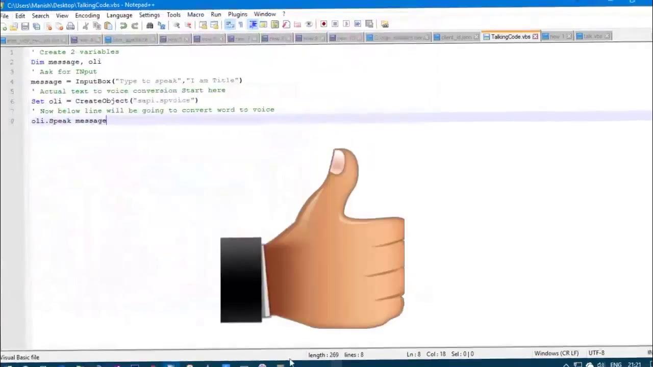 Text to Speech (voice) Code in Notepad VBScript Windows - YouTube