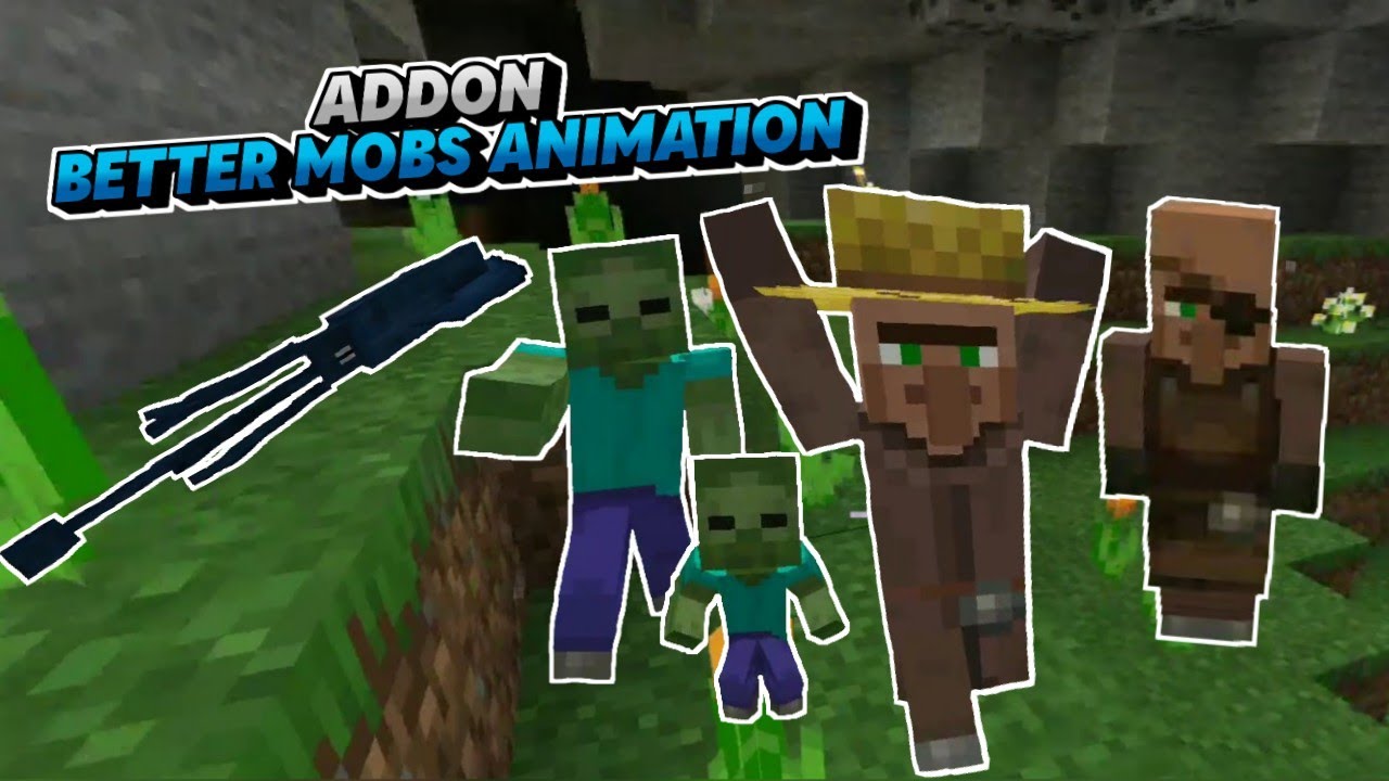 REVIEW ADDON BETTER MOBS ANIMATION DI MINECRAFT MCPE!!!! - YouTube
