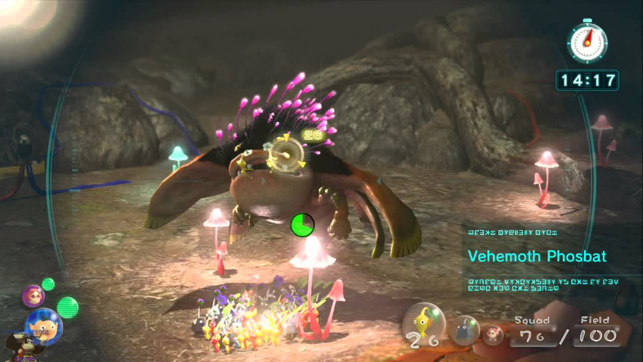 Pikmin 3 - Vehemoth Phosbat - 1:10 Platinum (P-World Record) - YouTube