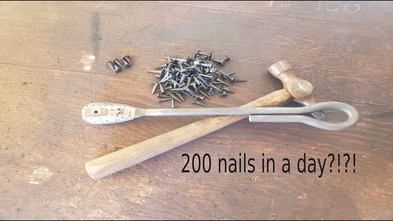 Traditional Blacksmithing - forging nails for a production run!! - YouTube