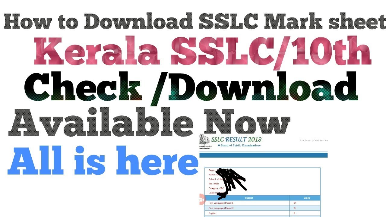 Kerala sslc result 2018।Download Mark sheet Now Available।Kerala ...