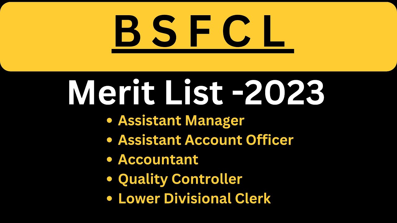 BSFCL Merit List-2023 Released II #eclipseeducation #bsfc # ...