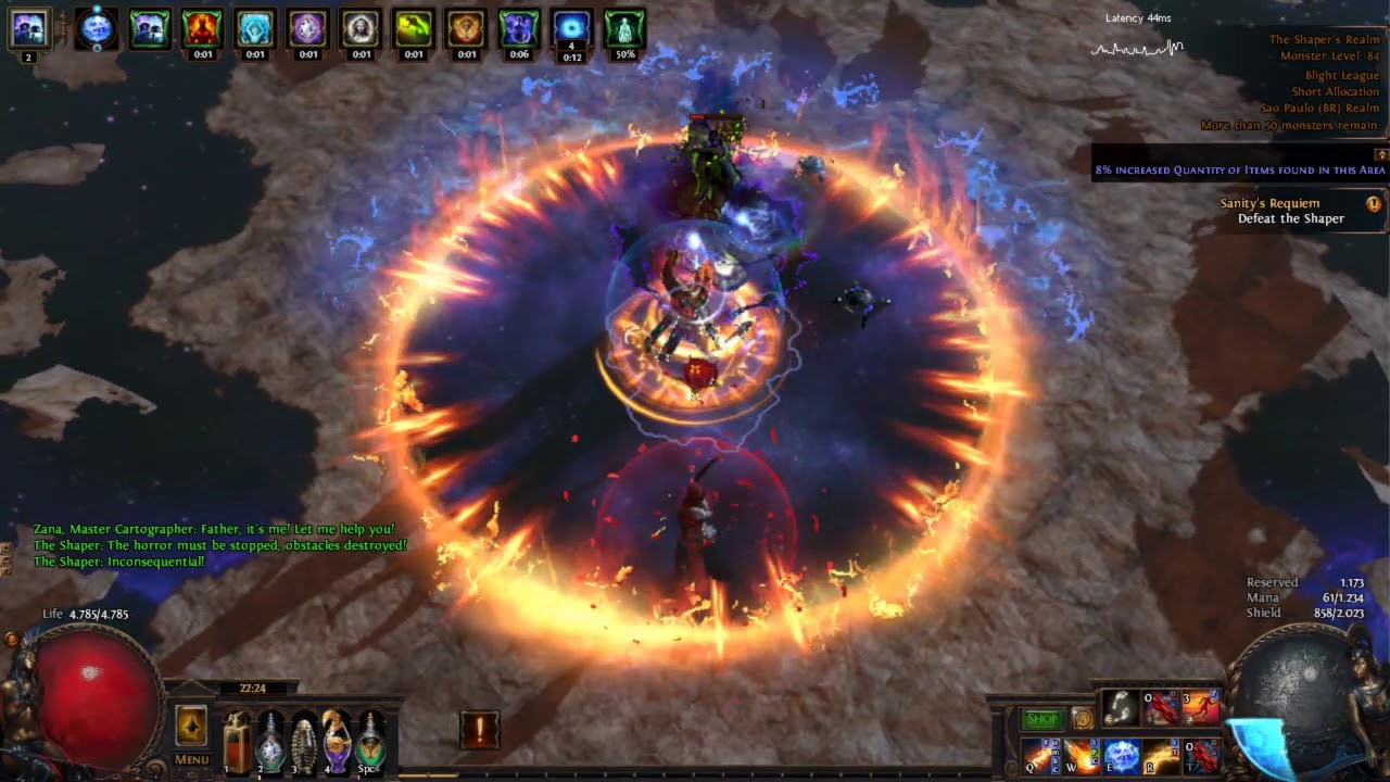 Path Of Exile - Fireball/Incinerate Assassin Shaper Run (3.8) - YouTube