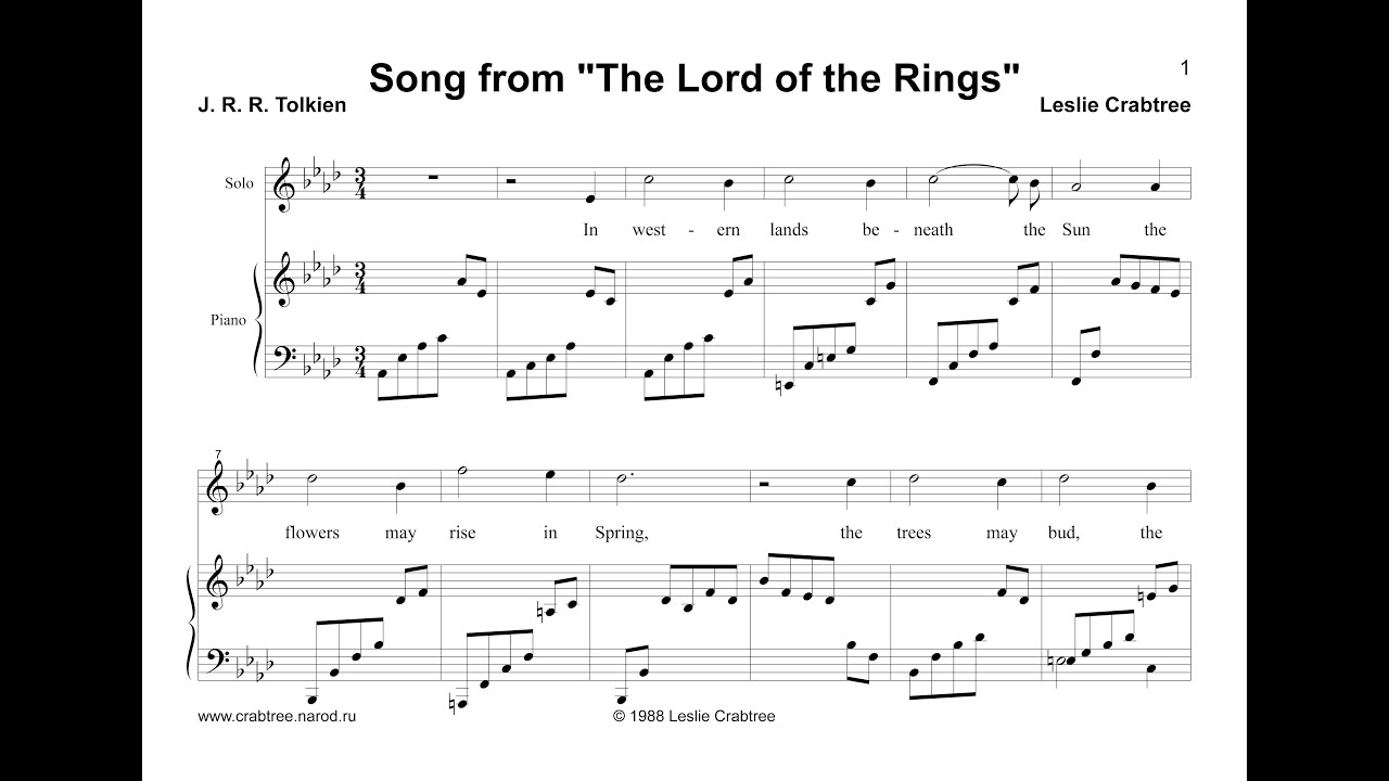 Song from "The Lord of the Rings". Poem: J.R.R. Tolkien, Music: L ...