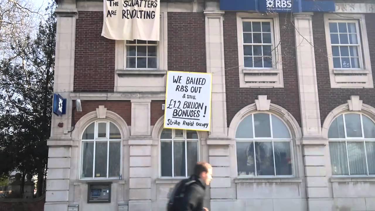 Squatters protest RBS bonuses - YouTube