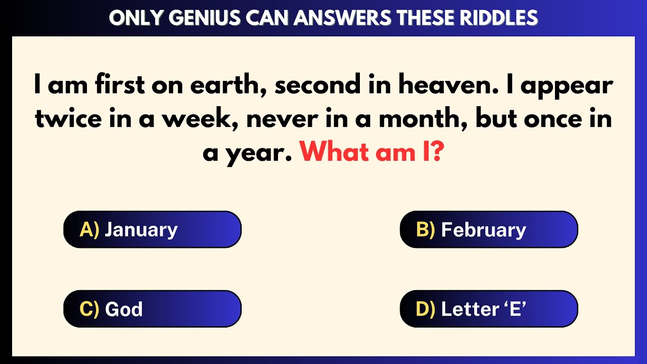 ONLY GENIUS CAN ANSWER THESE RIDDLES | Riddle Quiz - YouTube