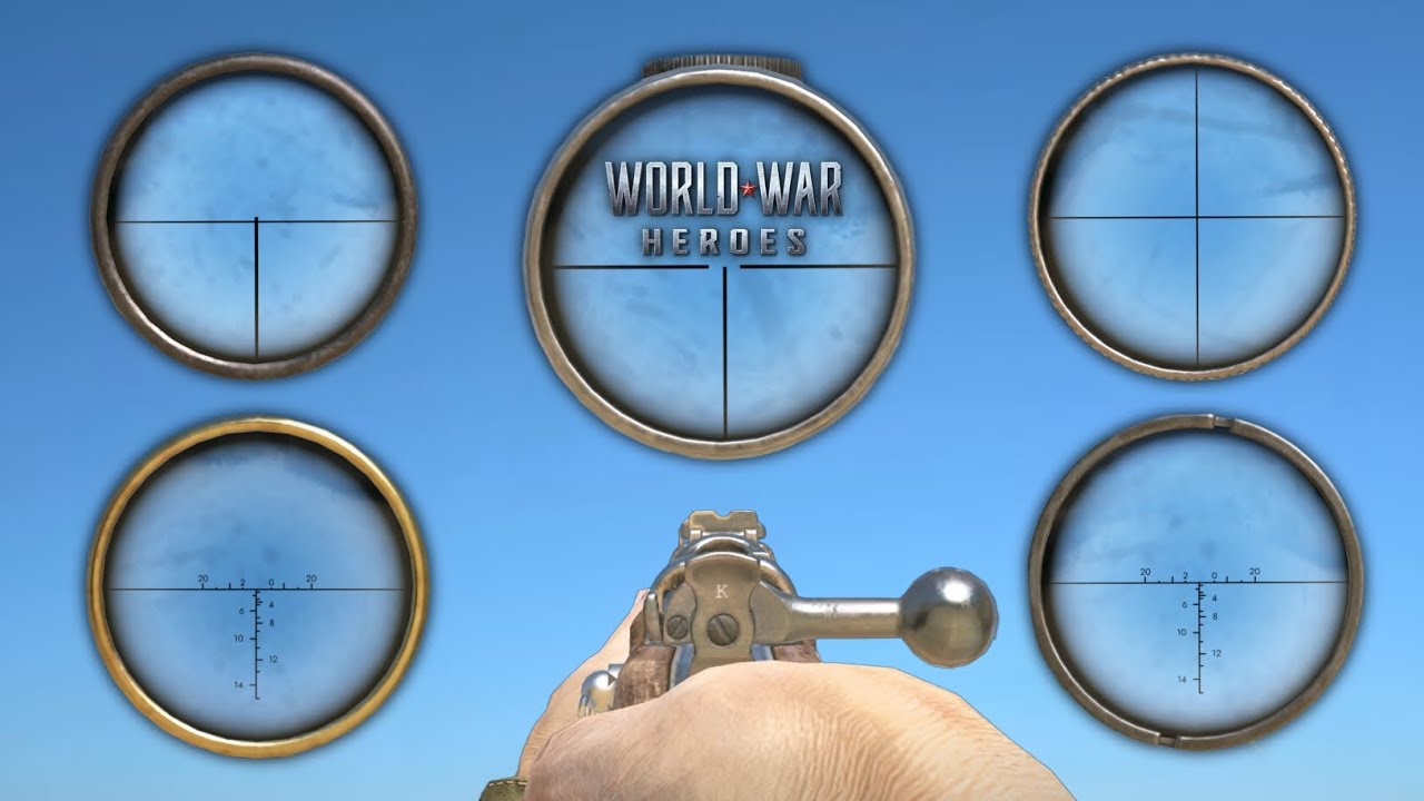 World War Heroes All Sniper Rifle Scopes 🎯 ( M95 X3, KSK X2 , MK20 X2, RFX X3.5, Bravo X4.5 ...