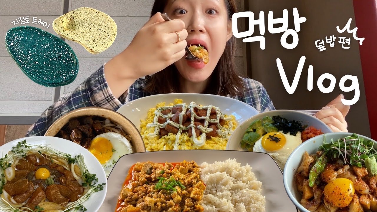 먹방 브이로그 덮밥이 좋은 이유는 반찬이 필요 없기 때문이지 대창덮밥 마파두부덮밥 아보카도명란덮밥 연어장덮밥 새우장덮밥 스팸마요덮밥 스테이크덮밥