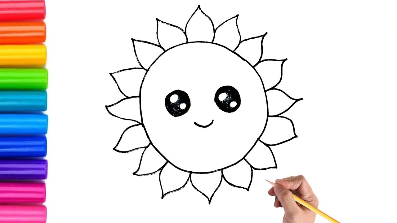 Easy Sun 🌞 drawing and colouring for kids, DIY for kids, Toodlers ...