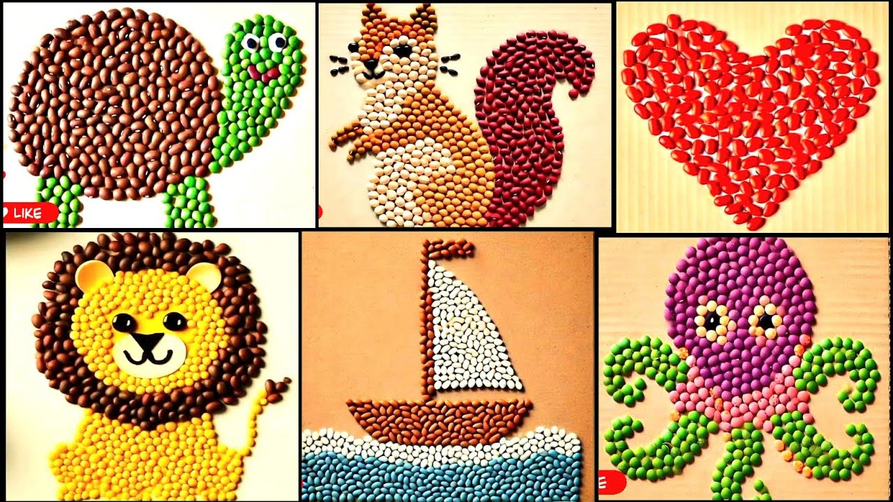 Attractive Pulses Art Project For school 🖼 | Seed Mosaic Craft Ideas ...