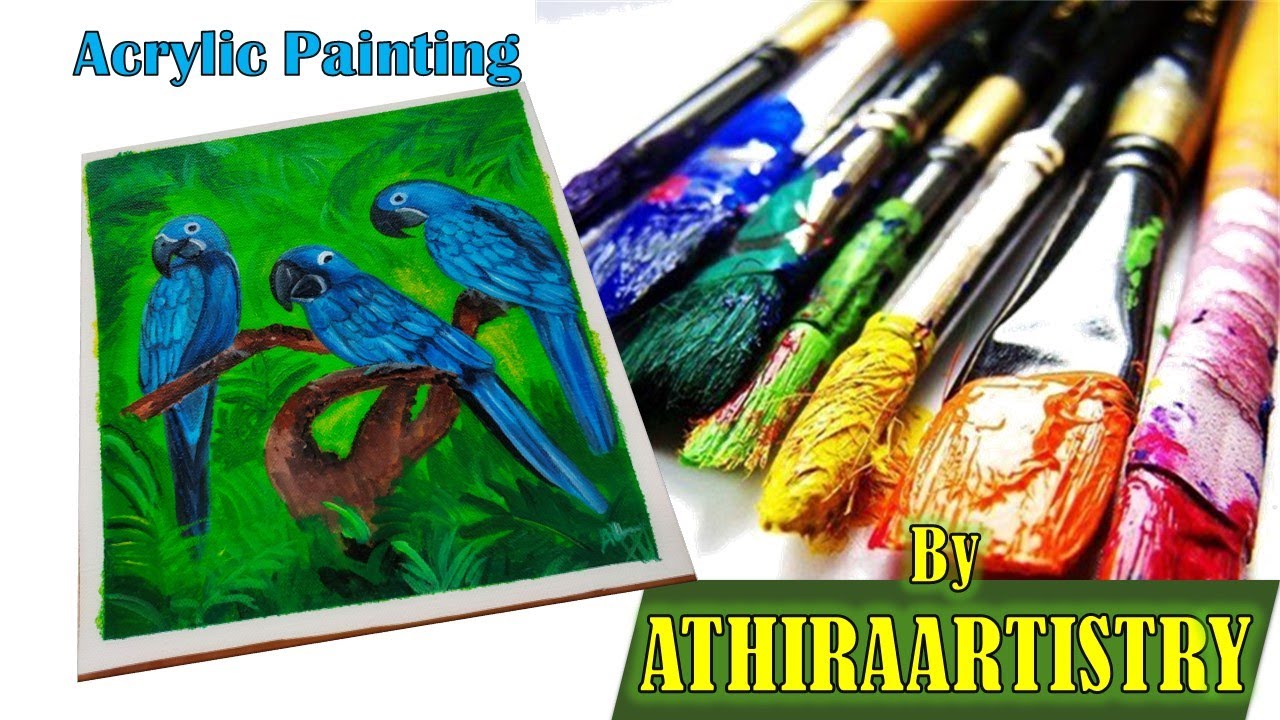 How to Draw A Parrot | Acrylic Painting Lesson | Bird Painting - YouTube