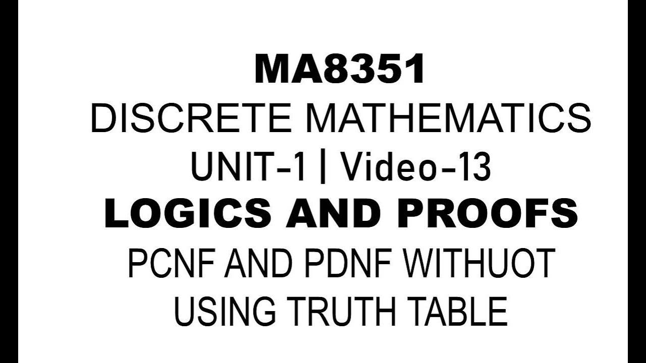 PCNF AND PDNF WITHOUT USING TRUTH TABLE, DISCRETE MATHEMATICS, CSE ...