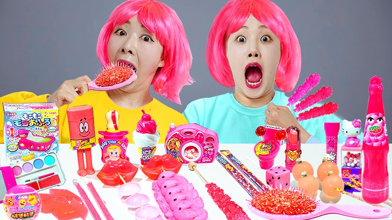 One Color Food Mukbang Pink Food VS Purple Food Challenge 핑크색 보라색 디저트 ...