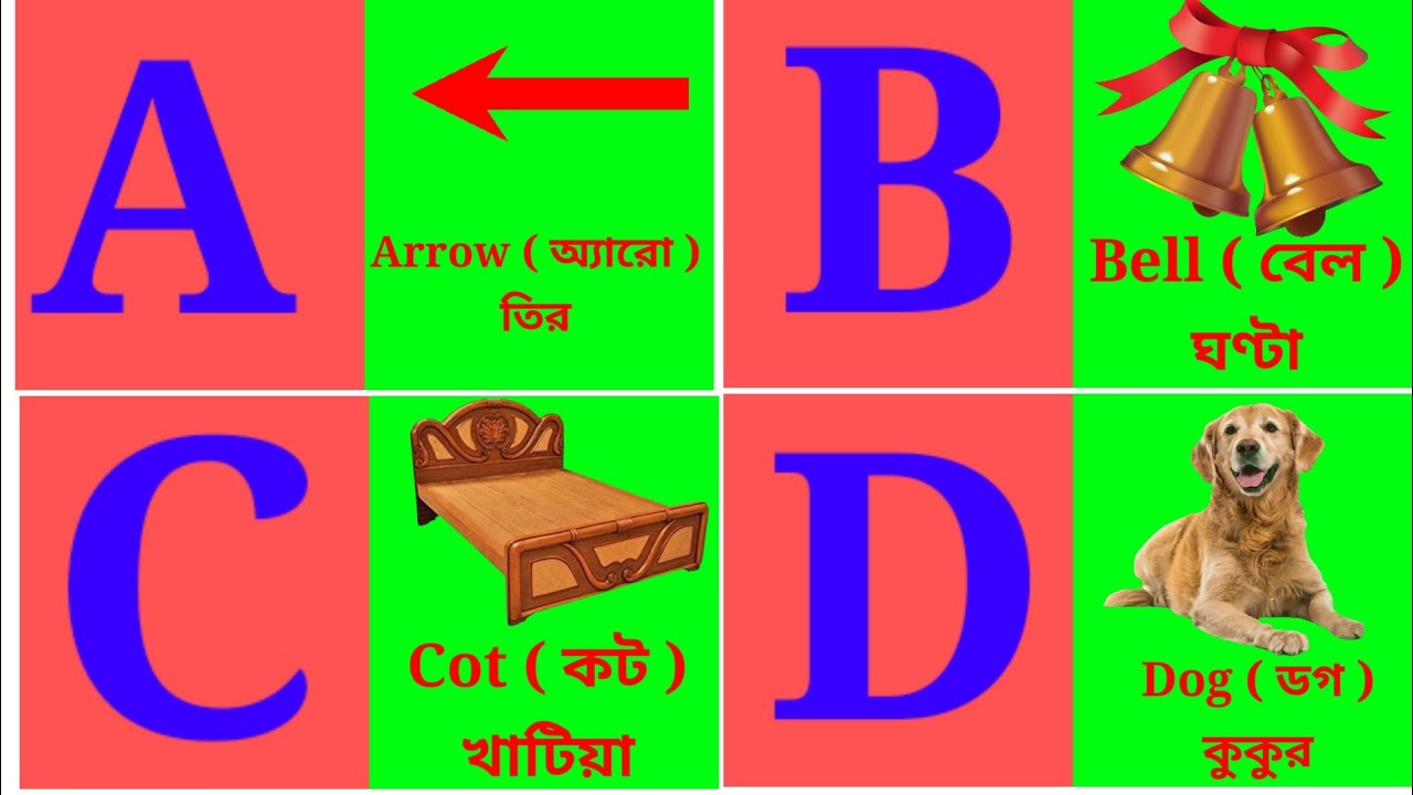 A for arrow b for bell c for cot.abcd.abcd for kids. - YouTube