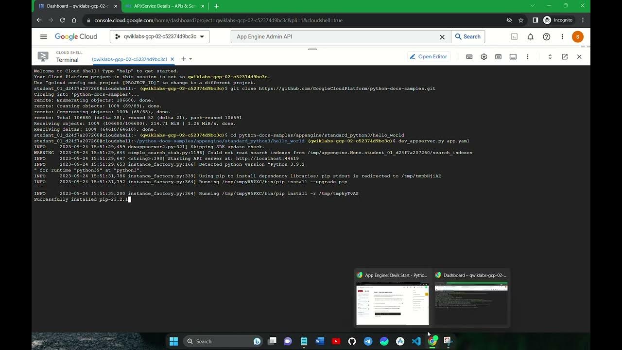 App Engine Qwik Start Python Gsp067 Youtube