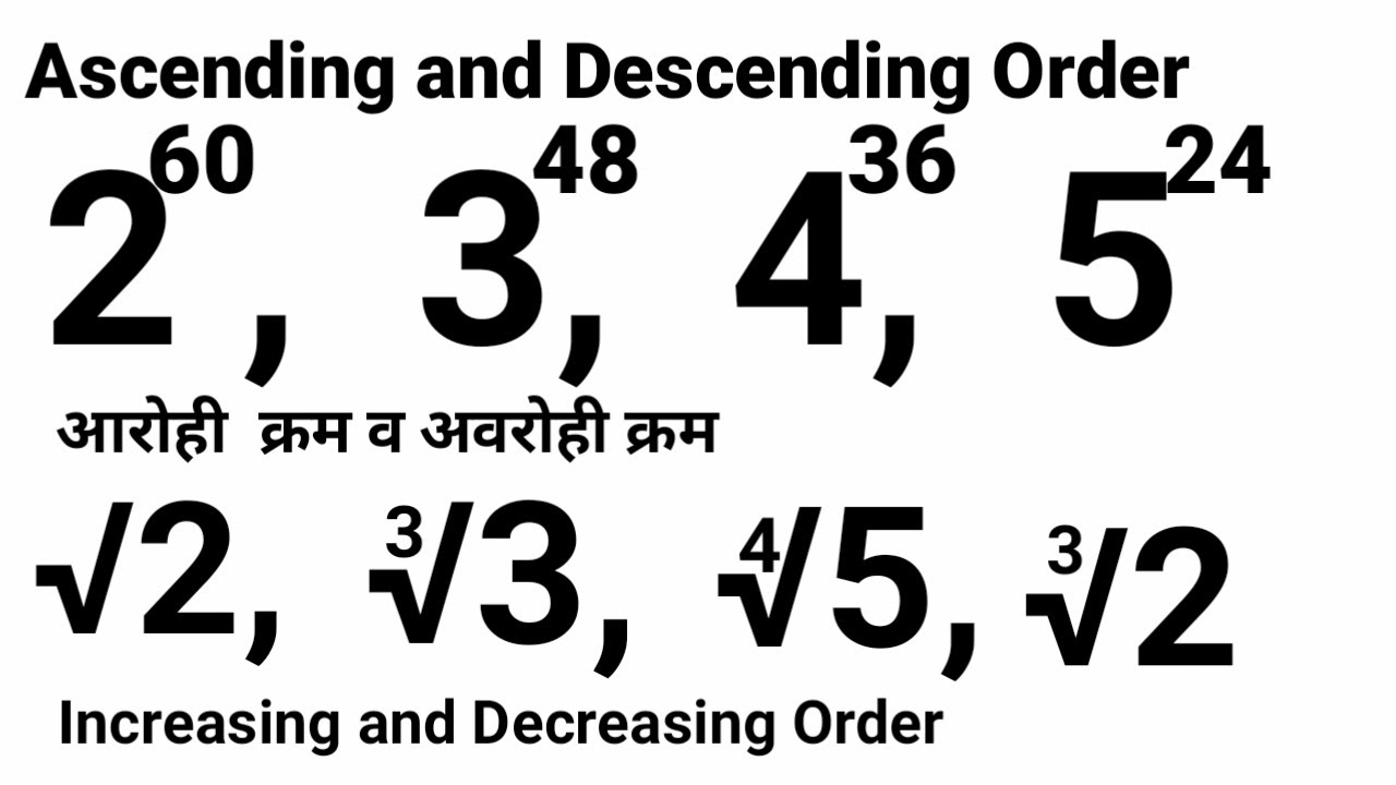 Numbers in ascending order ,Indices in ascending order, Short Trick ...