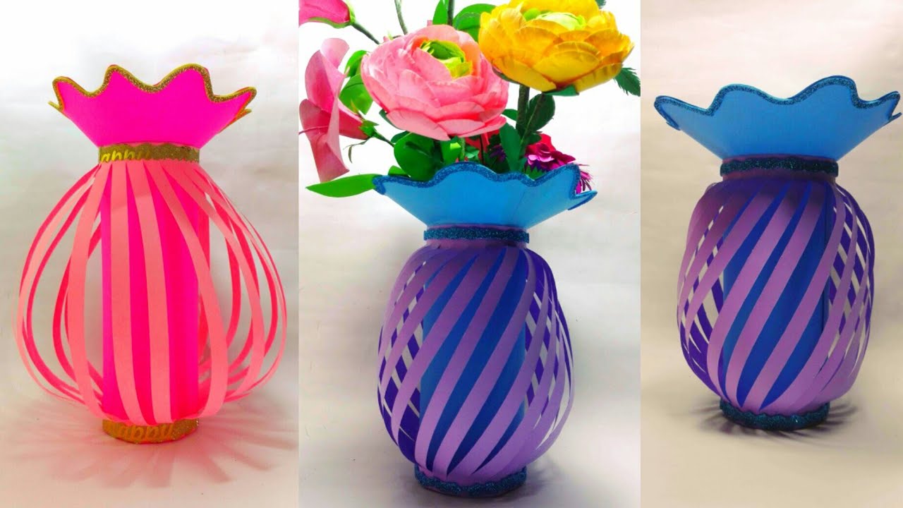 A4 nirmana | Nirmana | How to make paper flower vase with paper ...