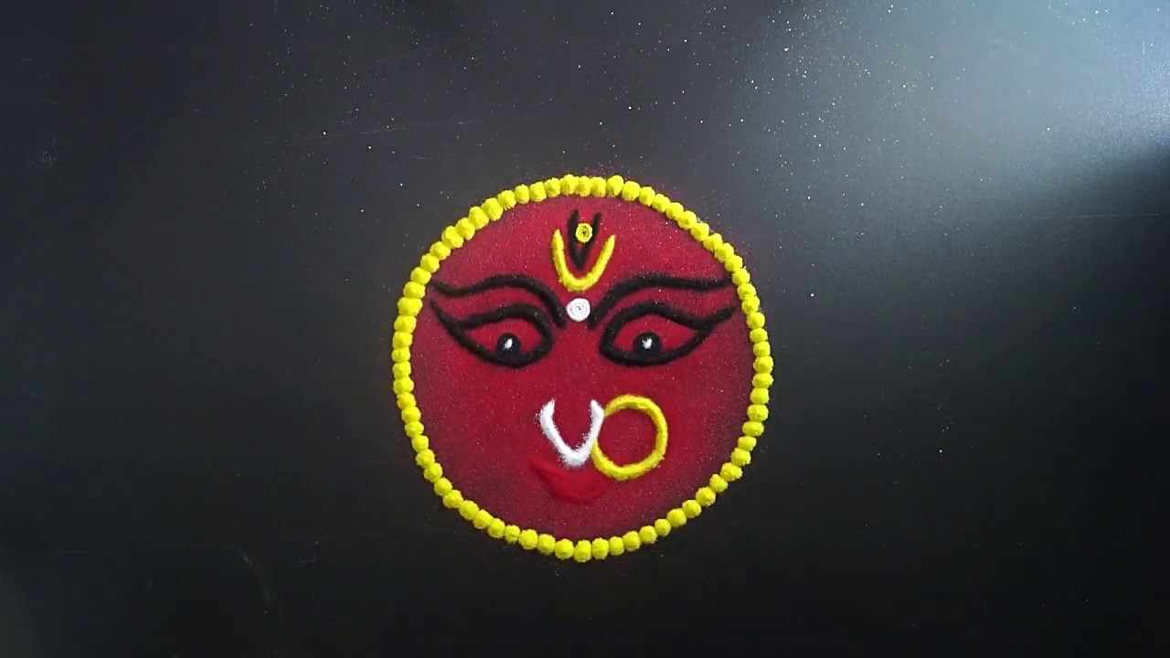 Easy Rangoli Design For Navratri || Maa Durga Face Rangoli Design ...