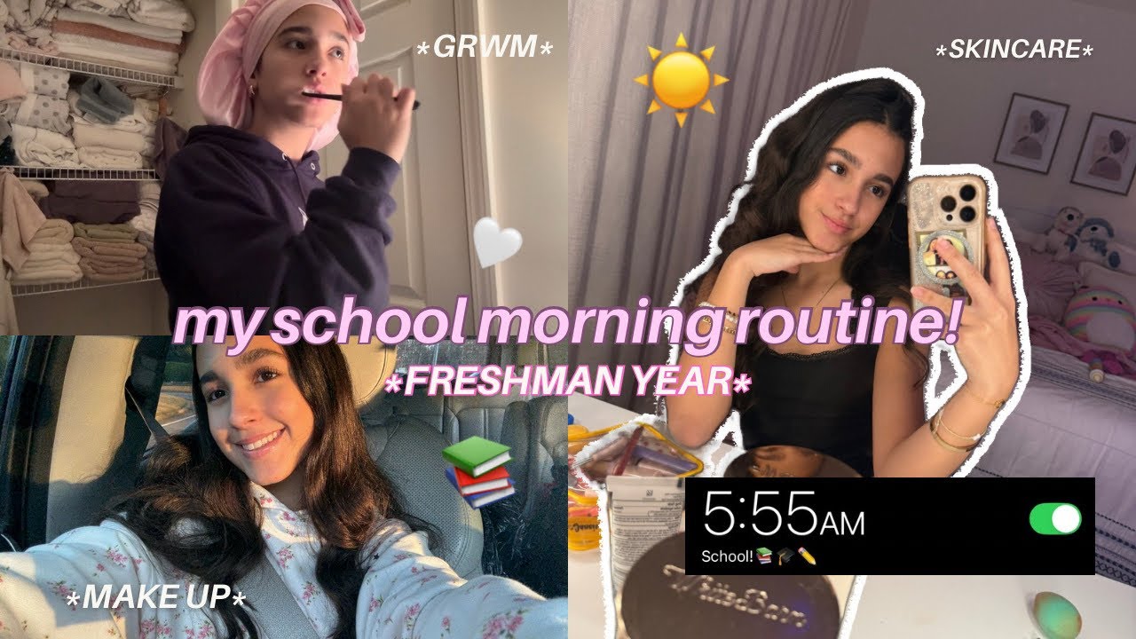 My school morning routine! *FRESHMAN YEAR* | GRWM + vlog | 📚☀️ 🤍 - YouTube