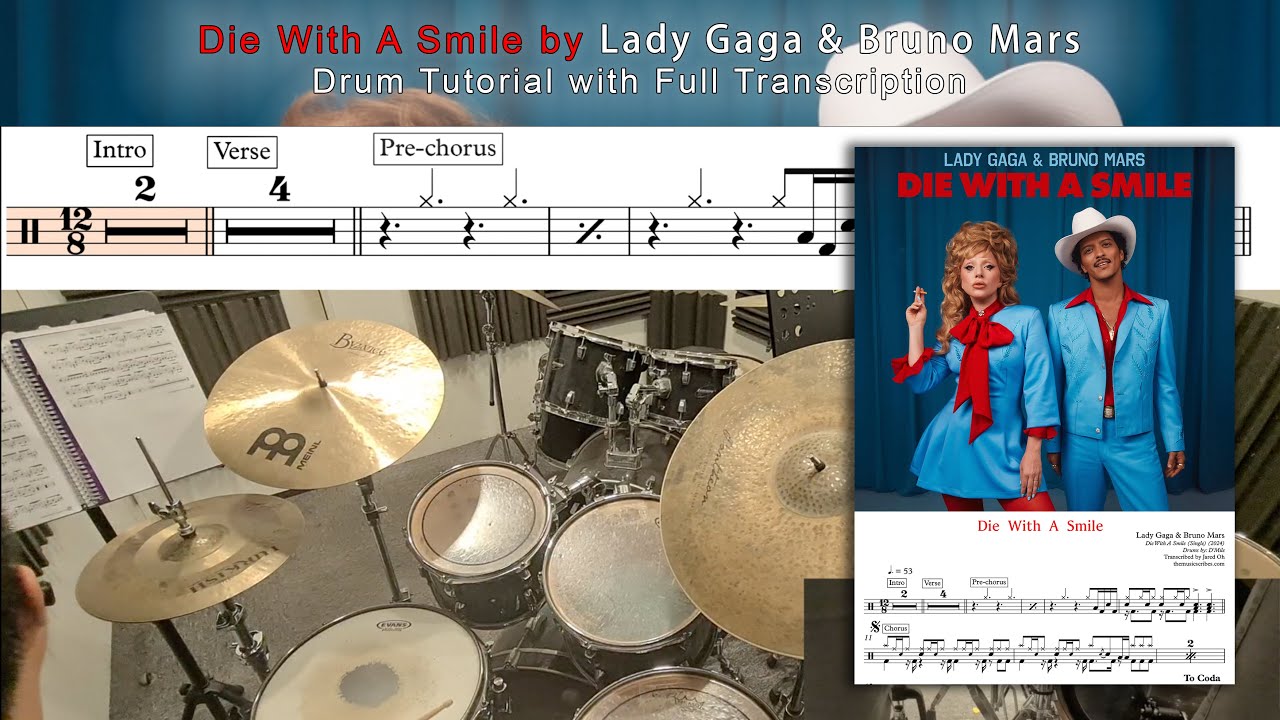 Die With A Smile - Lady Gaga & Bruno Mars (Drum Tutorial with ...