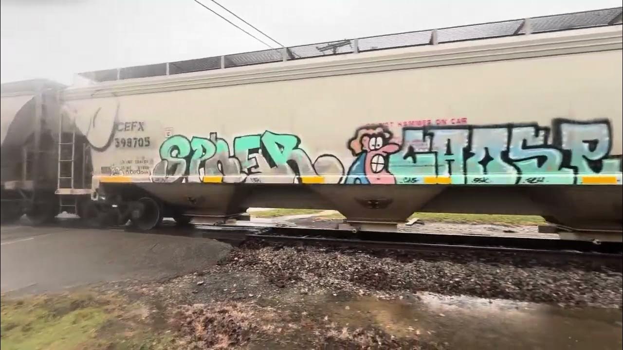 T-511 southbound coming through Springfield Ohio ex Bnsf Iory 4532 leading 2nd Iory 4898 3rd ...