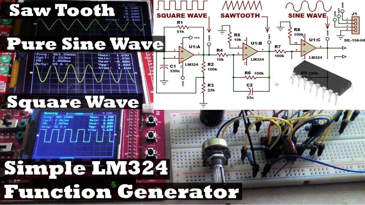 Simple LM324 Function Generator SINE SAWTOOTH SQUARE WAVE YouTube Simple LM324 Function Generator SINE SAWTOOTH SQUARE WAVE YouTube