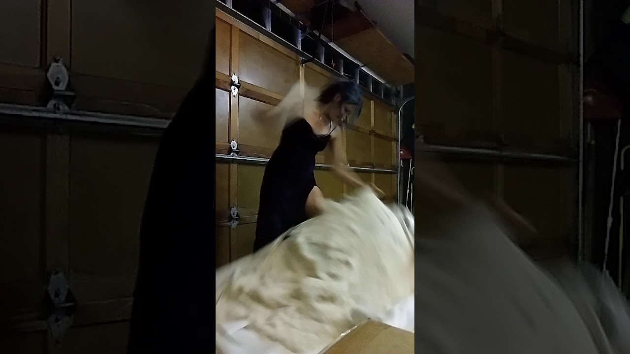 Rip slice tear destroy mattress - YouTube