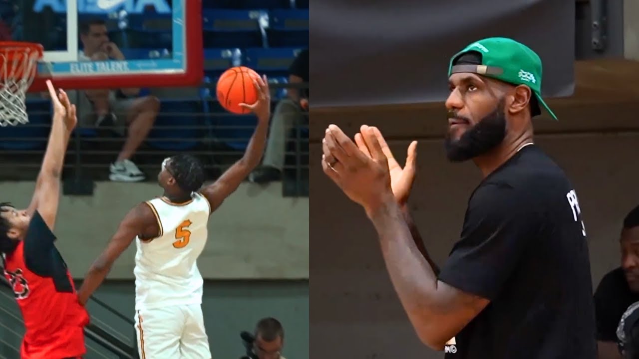 Bryce James Near POSTER DUNK With LeBron COACHING 🔥 - YouTube