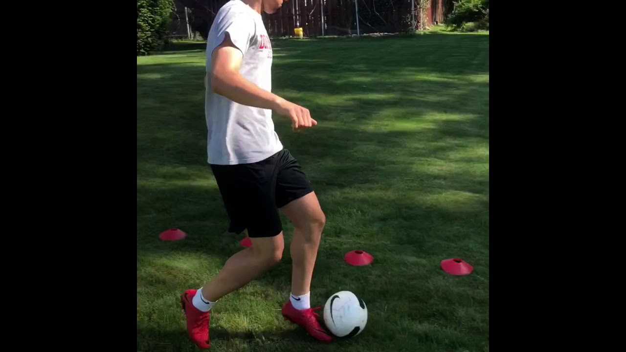 Straight Line Cone Dribbling - YouTube