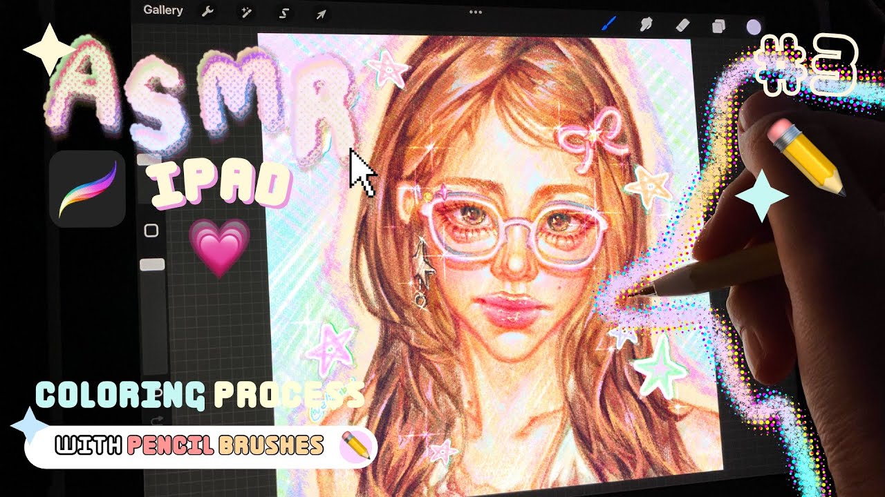 #3 Ipad ASMR | Coloring process in Procreate with pencil brushes ️ ...