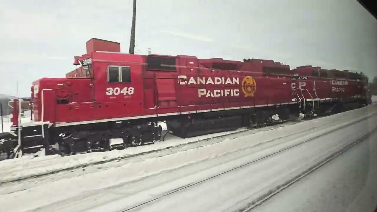 WINTER TRAINS Pt 2 CPKC Dorion Turn Switching at Dorval Seen From EXO Commuter Train - YouTube