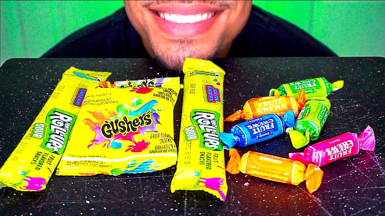 ASMR Eating Candy No Talking Mukbang Jerry Food Treats Party Gushers ...