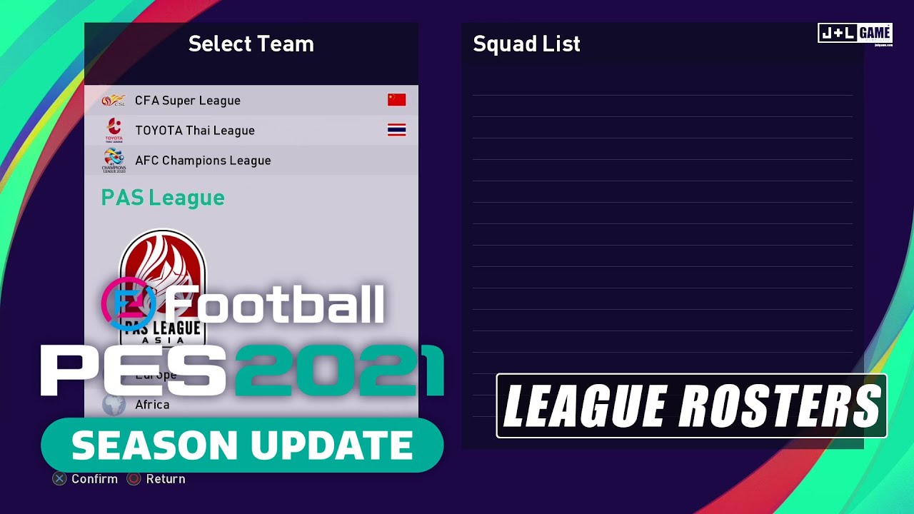 PES 2021 PAS League League Rosters - YouTube