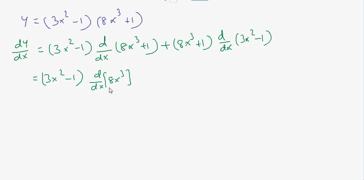 Differentiation- Product rule Examples - YouTube