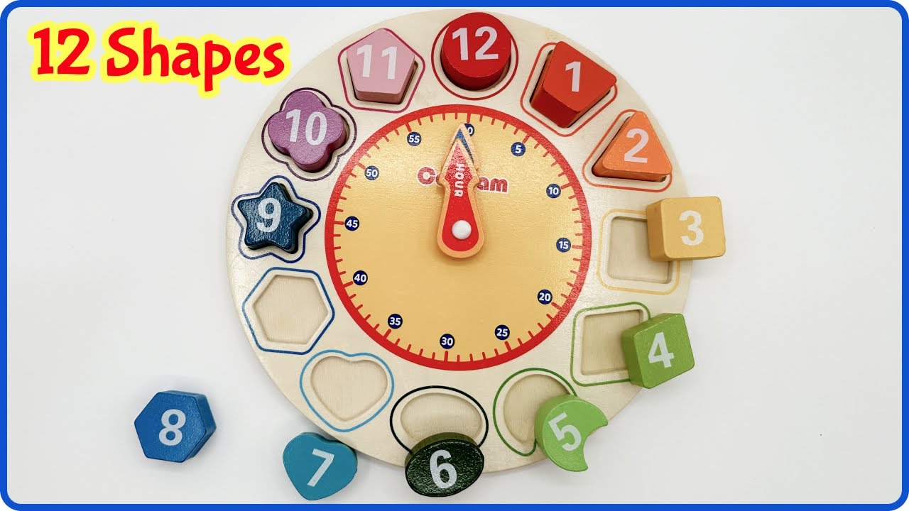 Learn 12 Shapes and Numbers with a Clock Sorter | Toy Learning Videos ...