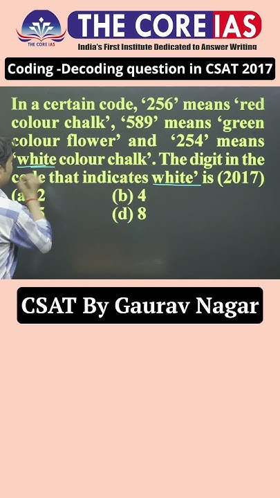 Coding-Decoding question asked in UPSC CSAT 2017 || Gaurav Nagar Sir|| THE CORE IAS # ...