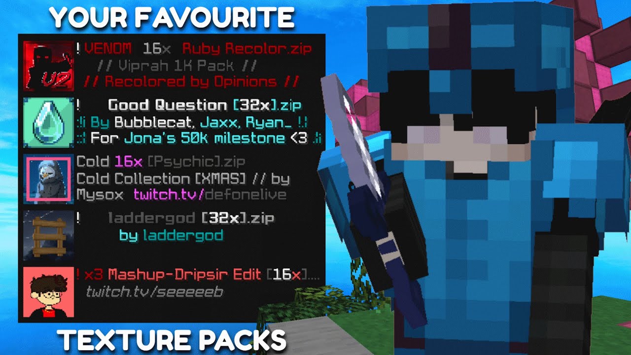 Using YOUR Favourite Hypixel Bedwars Texture Packs - YouTube