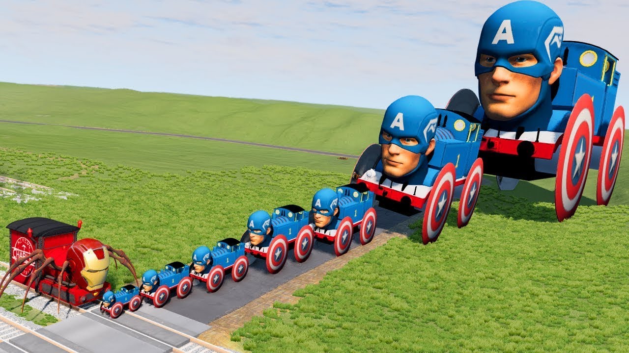 Big & Small Captain America the Train vs Choo-Choo Charles Iron Man ...