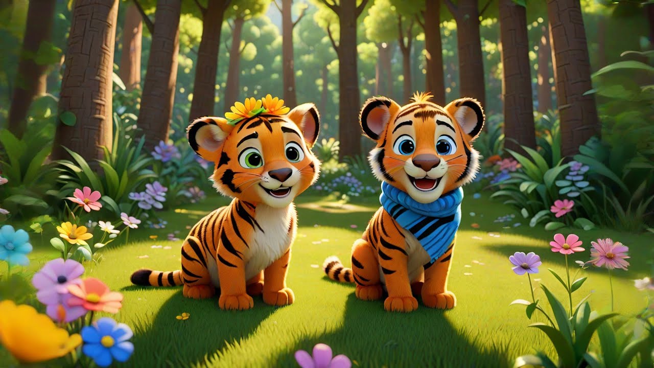 Two Tiny Tigers Tap Their Toes | Fun Animal & Action Song | Nursery ...