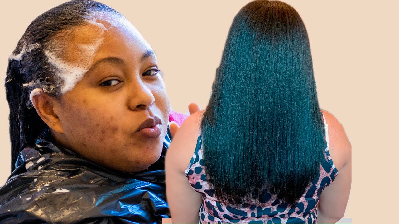 DYING MY RELAXED HAIR BLACK / HOW I DYE MY RELAXED HAIR BLACK - YouTube